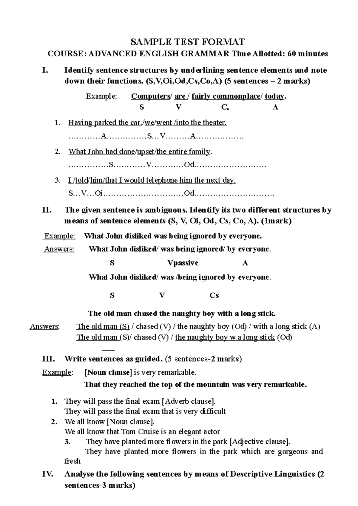 Sample test-Advanced English Grammar - SAMPLE TEST FORMAT COURSE ...