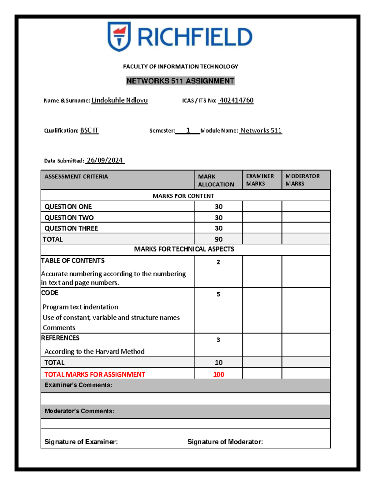 402414760 M1NT511AM Assignment - FACULTY OF INFORMATION TECHNOLOGY ...