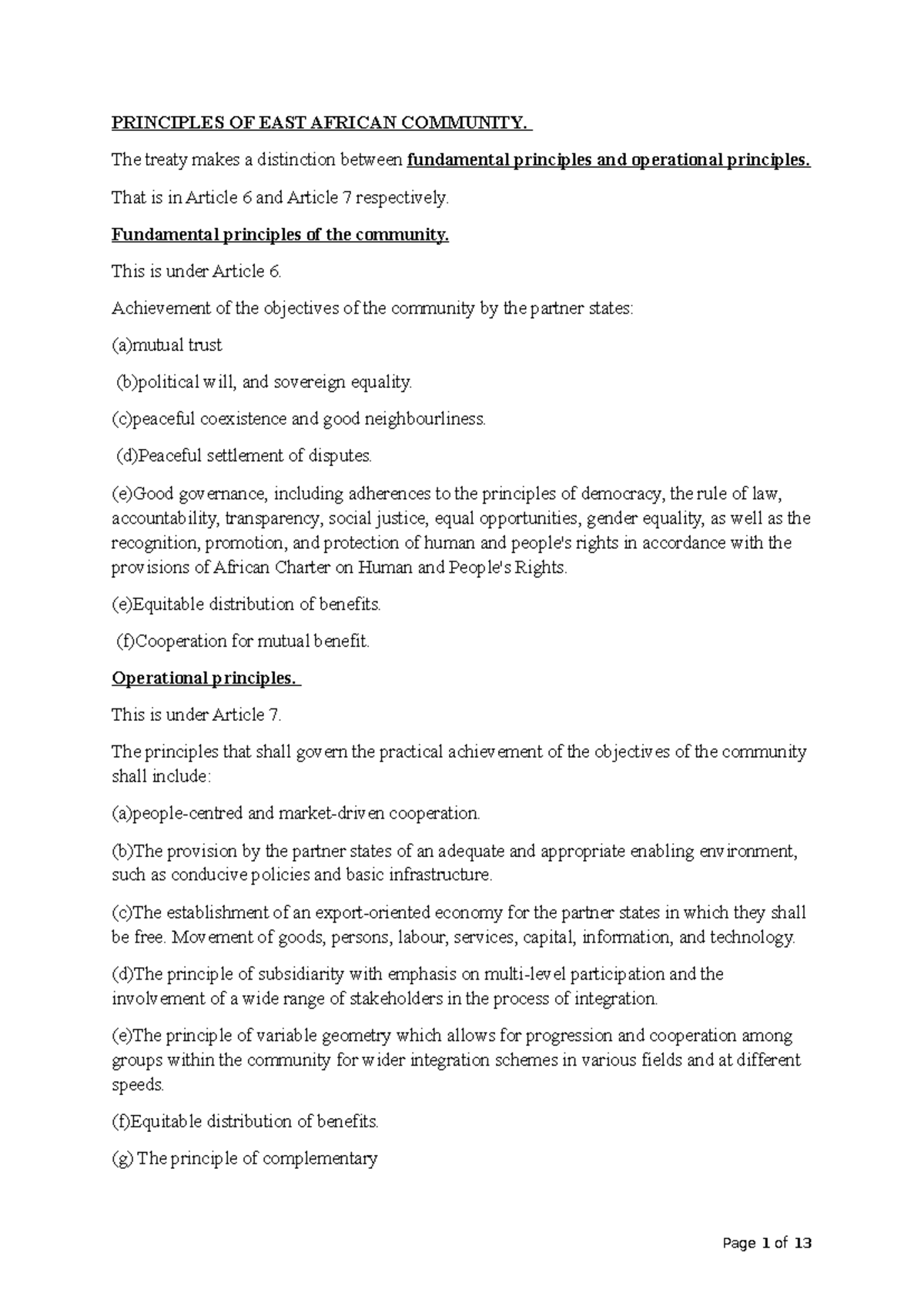 EAC Principles, Organs, and Historical Failures: Comprehensive Notes ...