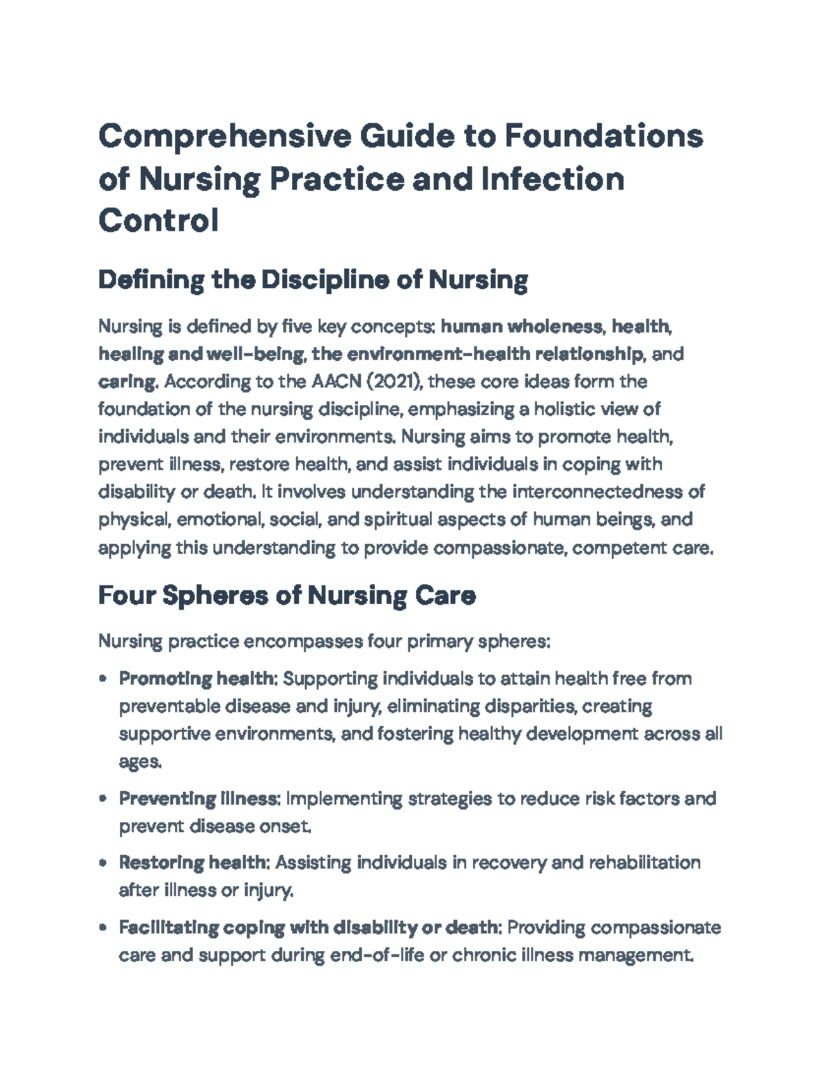 Comprehensive Guide To Nursing Principles Infection Control Nur 101