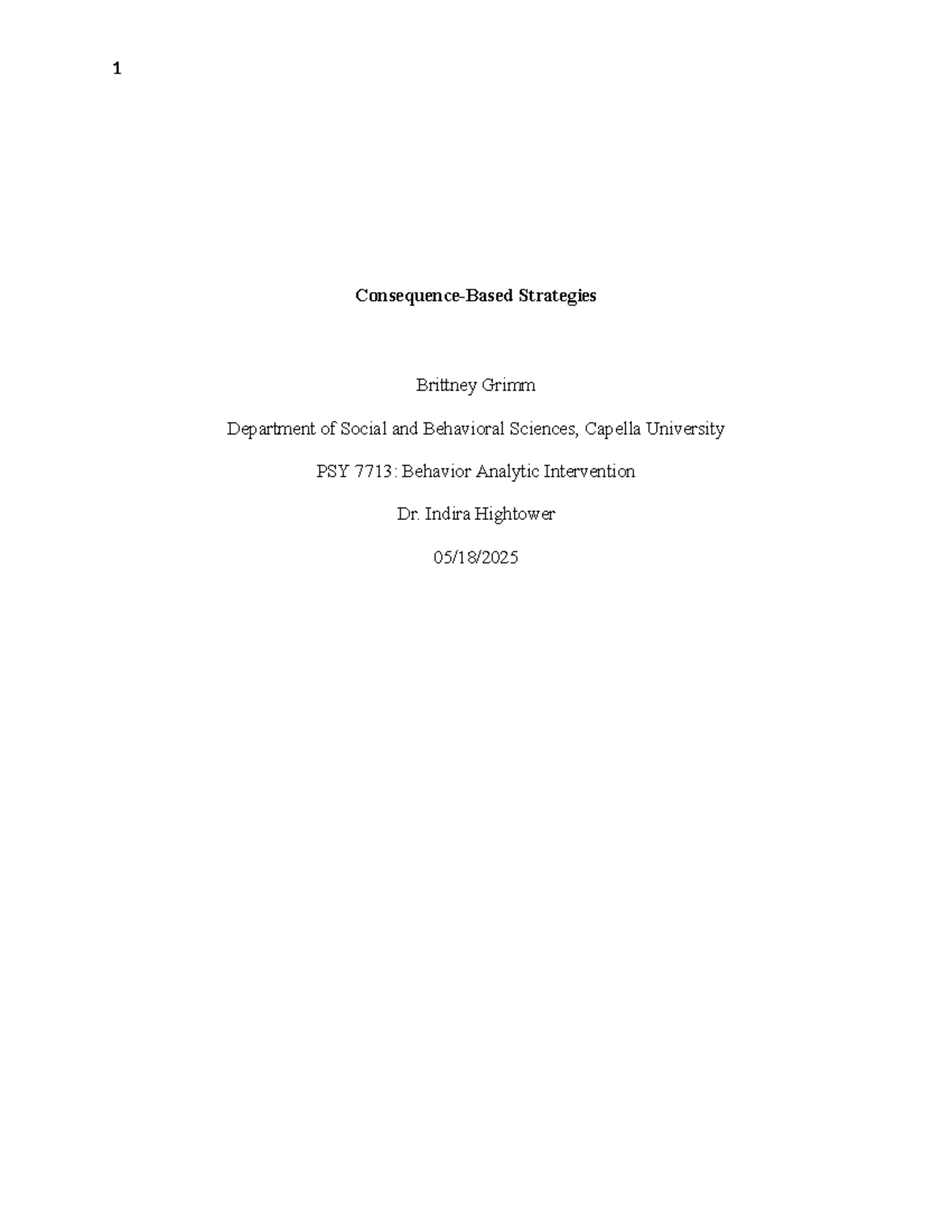 PSY 7713: Case Study on Consequence-Based Strategies for Elopement ...