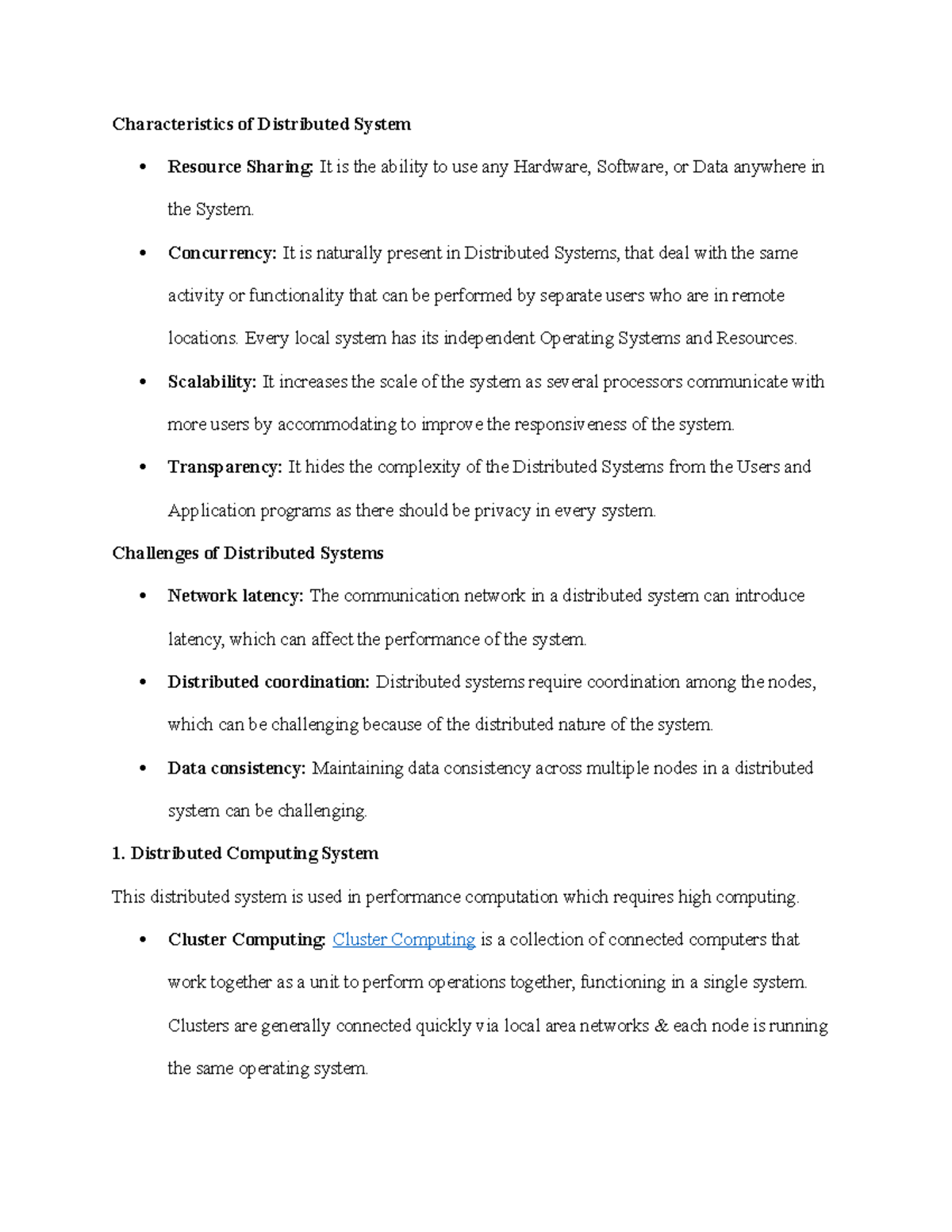 Characteristics of Distributed Systems: Resource Sharing & Challenges ...