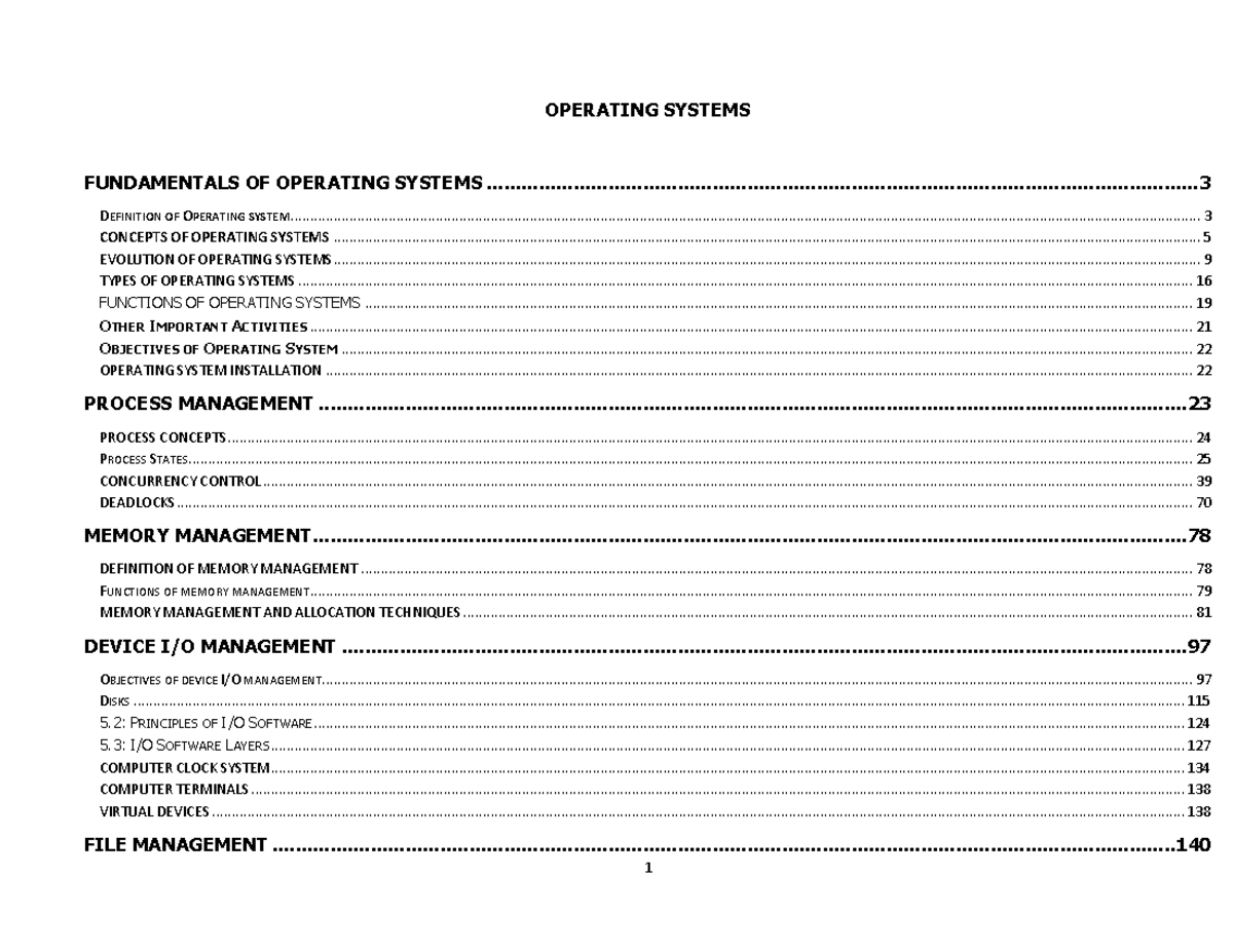 Operating Systems (CS 101) Lecture Notes: Key Concepts & Management ...
