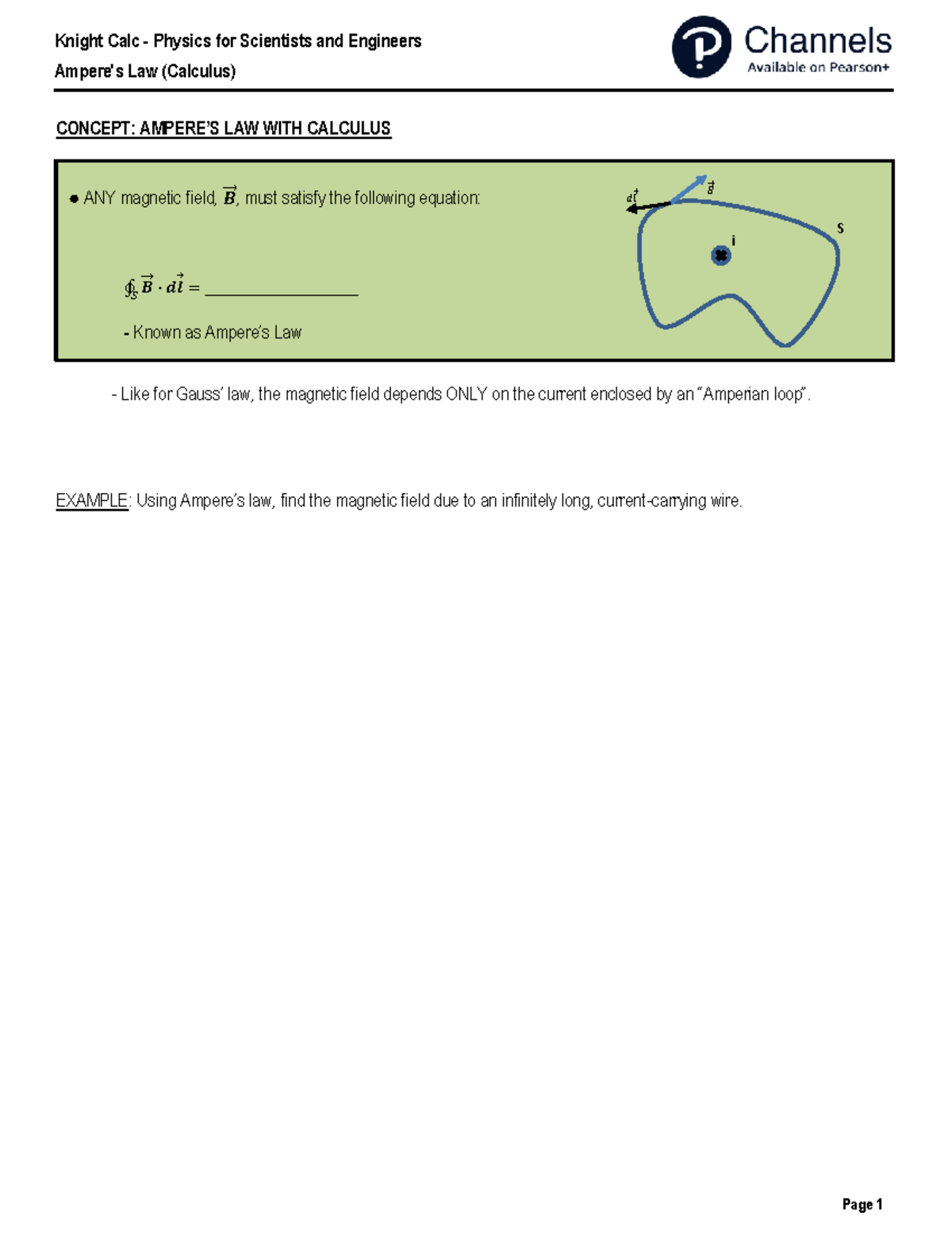 Ampere's Law (Calculus) Worksheet for Physics 202: Magnetic Fields ...