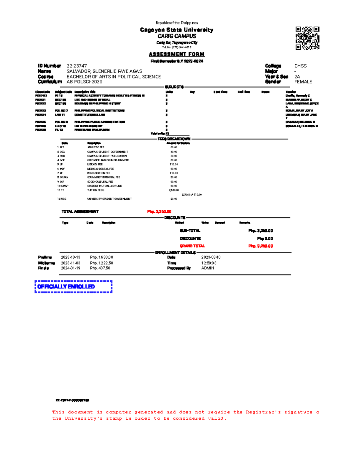 Assessment Form for BA Political Science (AB POLSCI-2020) - Studocu