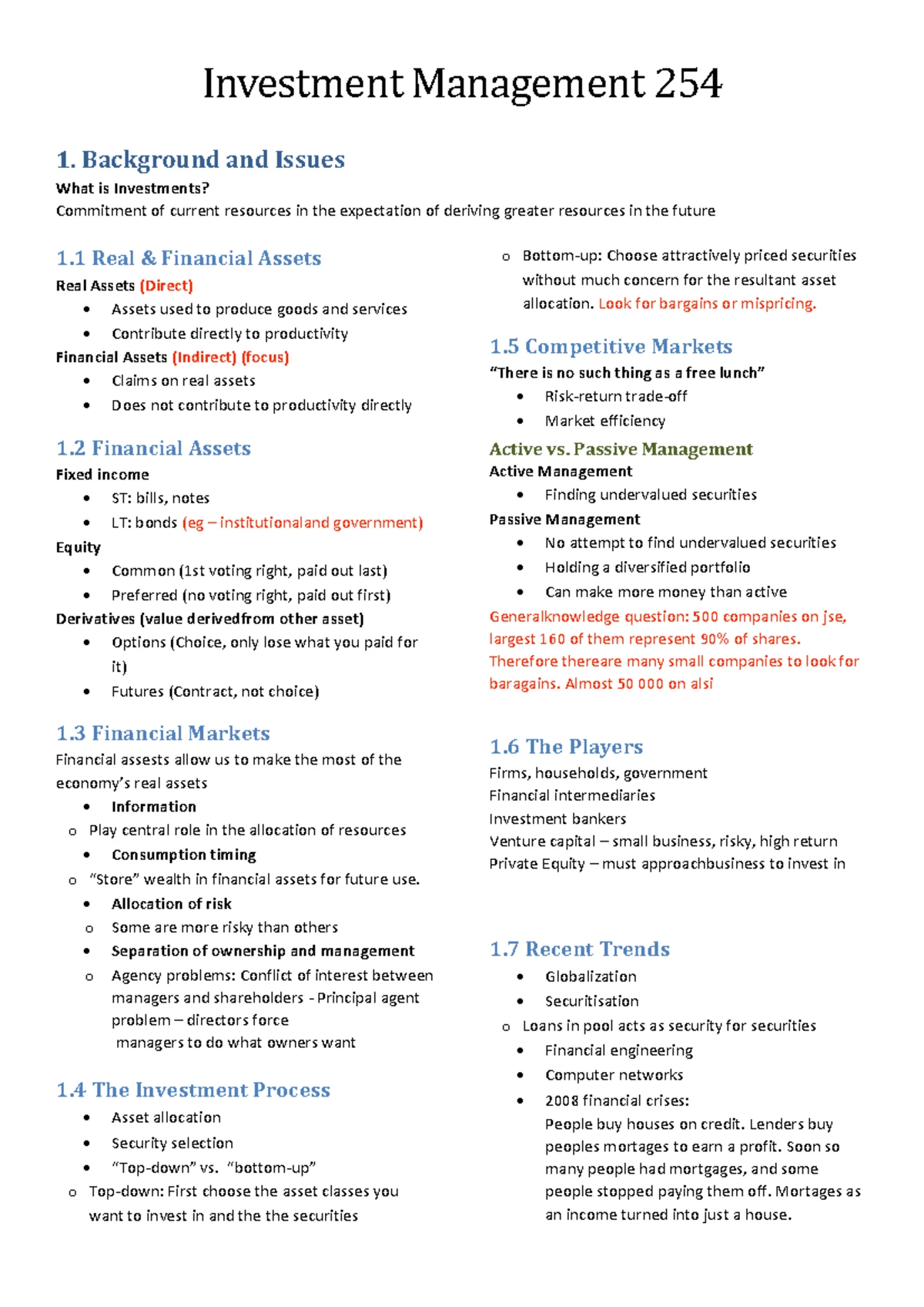 Chapter 4 - Investment Management Summary on Indices - INDICES Most ...