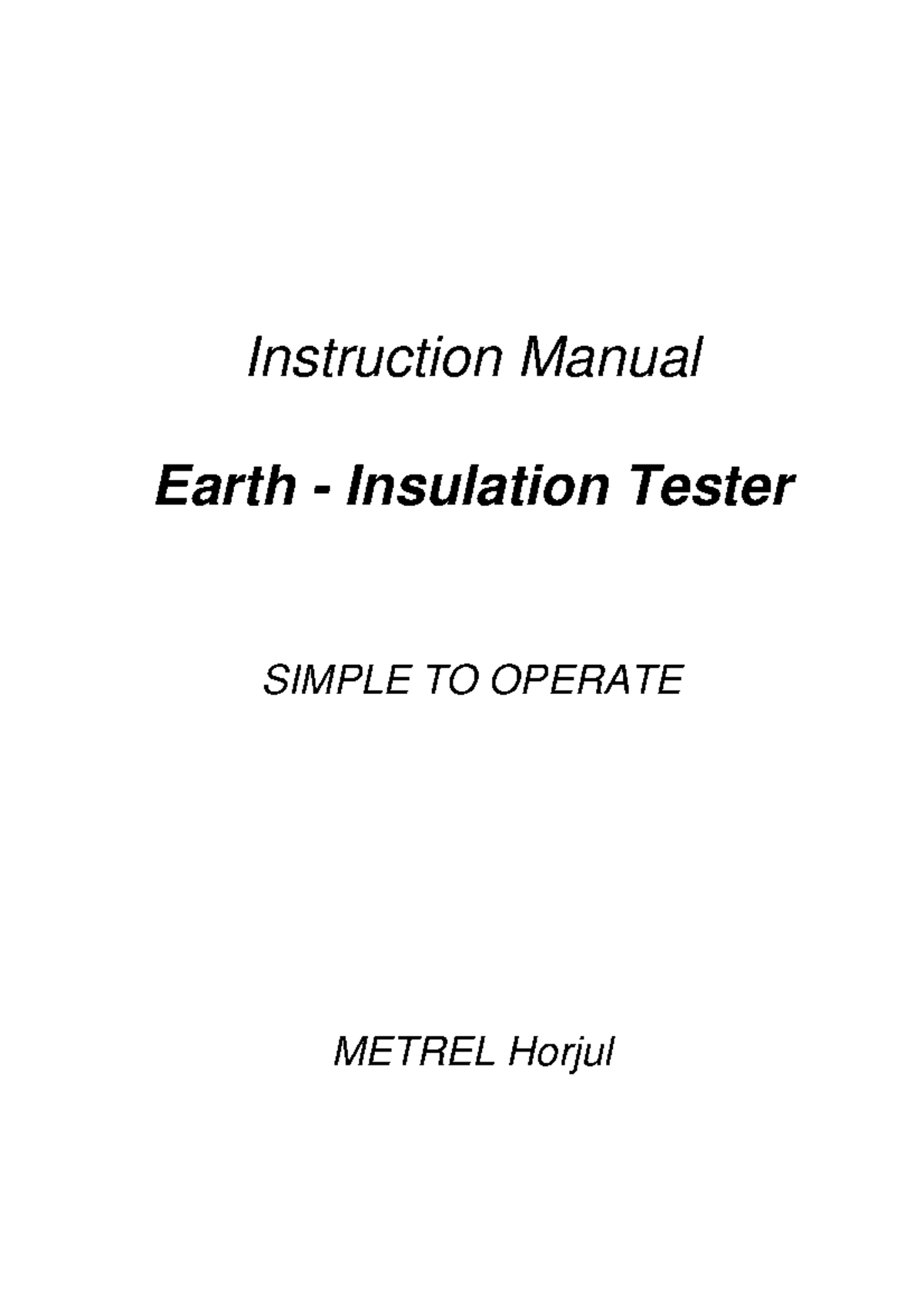 Manual on Earth-Insulation Tester - Telurometro - Electricidad y ...