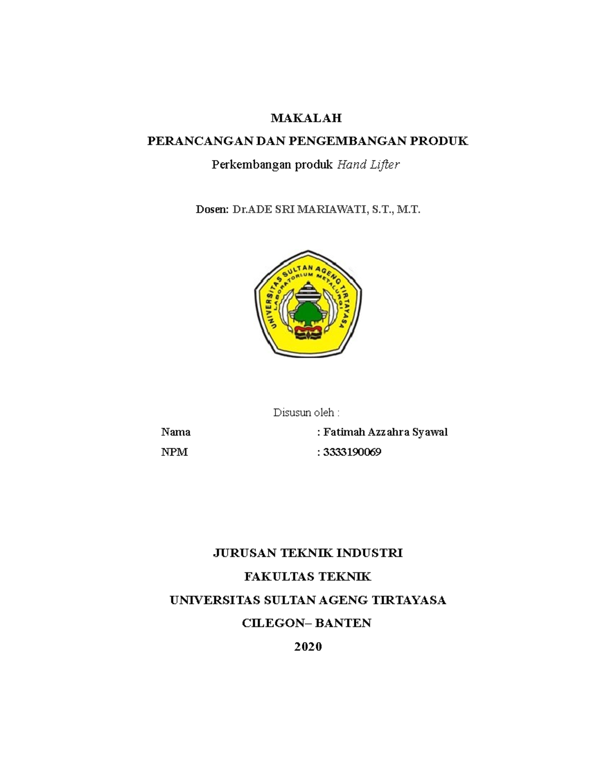 Perancangan dan Pengembangan Produk Hand Lifter Menggunakan Metode ...