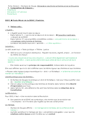 Fiche de revision olympe de gouge - Fiche de révisions Olympe de gouge ...