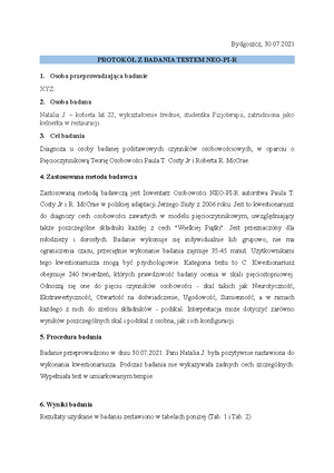 Przykład raport - Raport z badania przeprowadzonego za pomocą testów ...