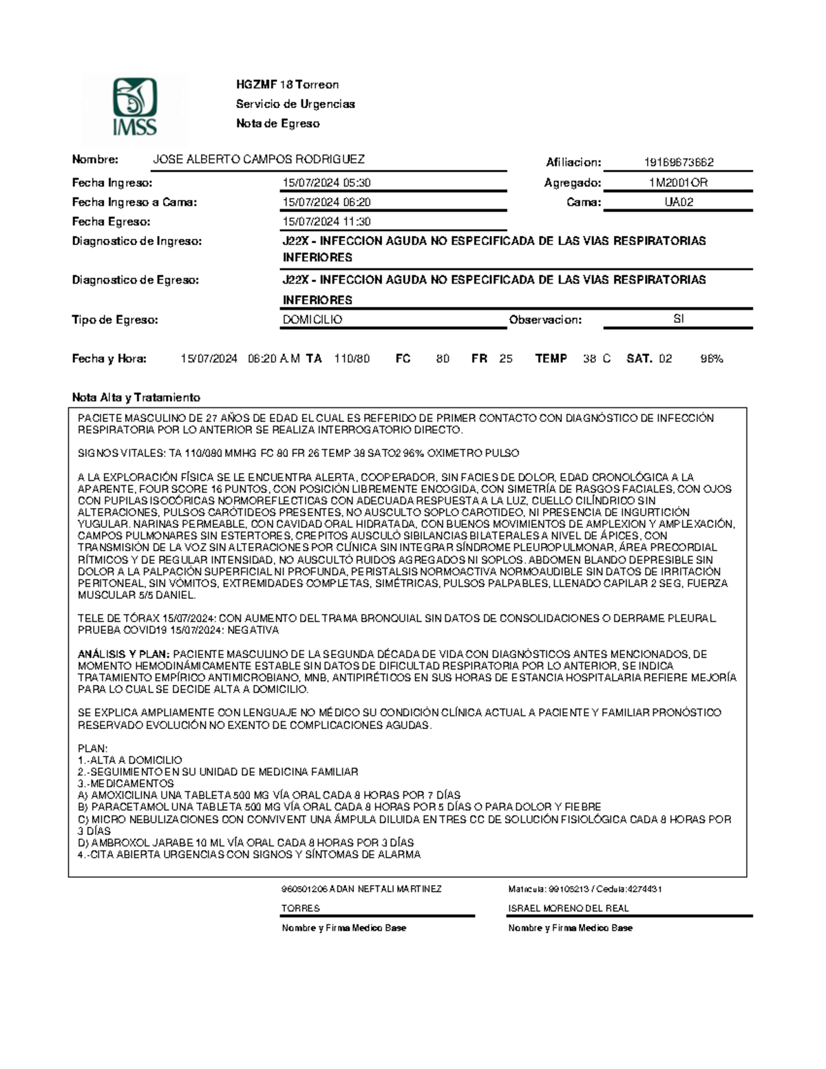 Formato Justificante IMSS - Nota de Egreso de JOSE ALBERTO CAMPOS - Studocu
