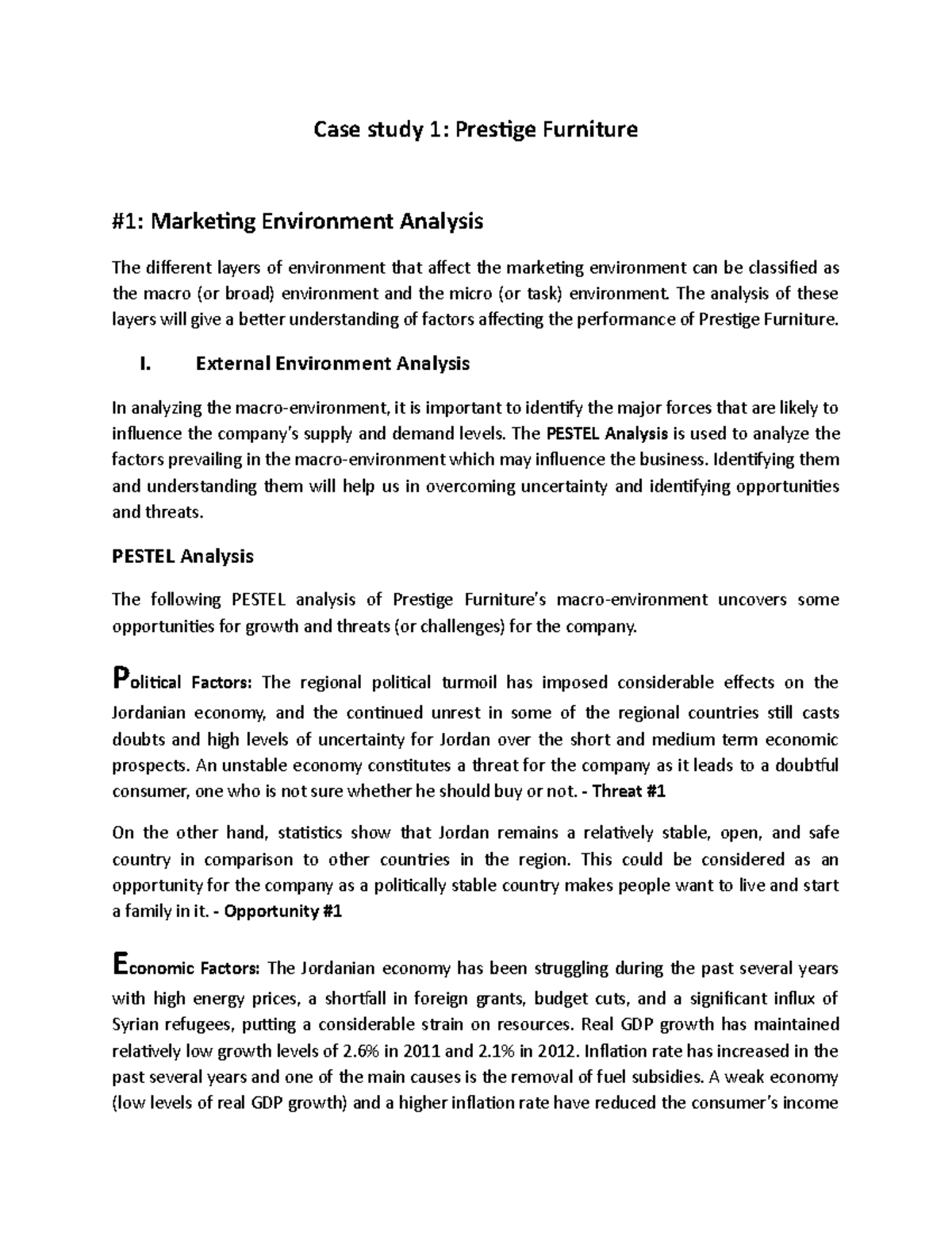 Case Study: Marketing Analysis of Prestige Furniture (Course Code: XXXX ...