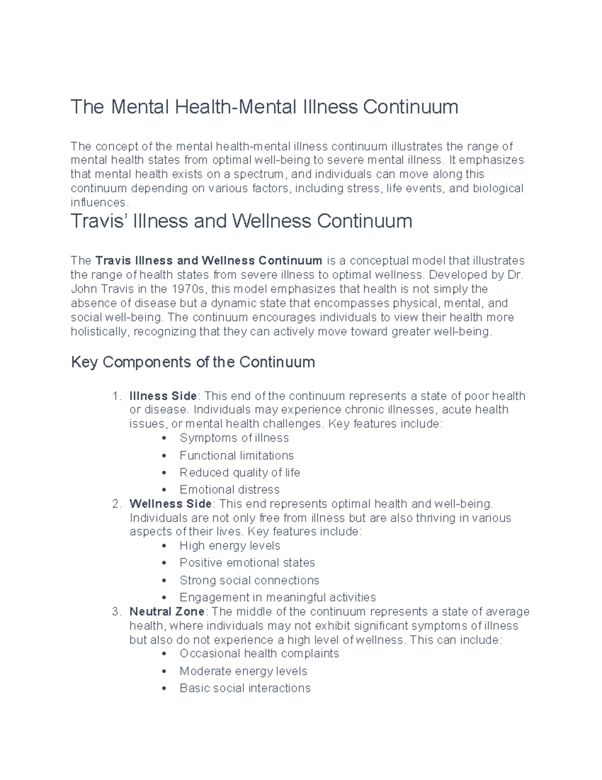 The mental Health Continuum - The Mental Health-Mental Illness ...