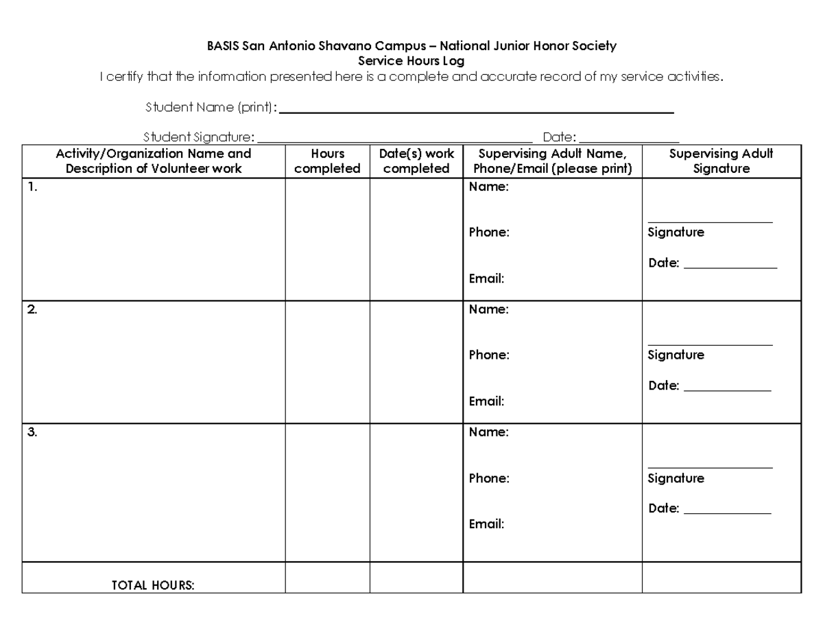 NHS Hour Log - IT describes how relations are principalized - BASIS San ...