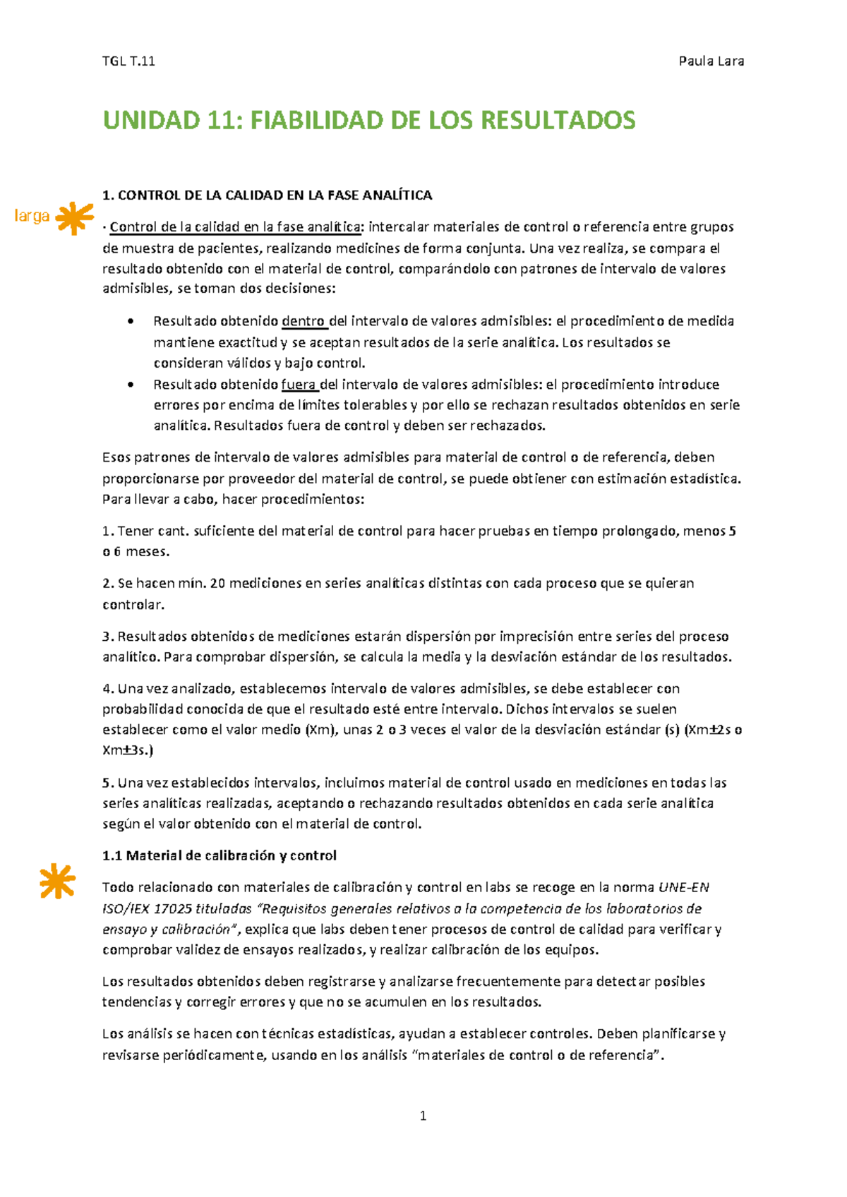 TGL T.11 Paula Lara - Control de Calidad en la Fase Analítica - Studocu