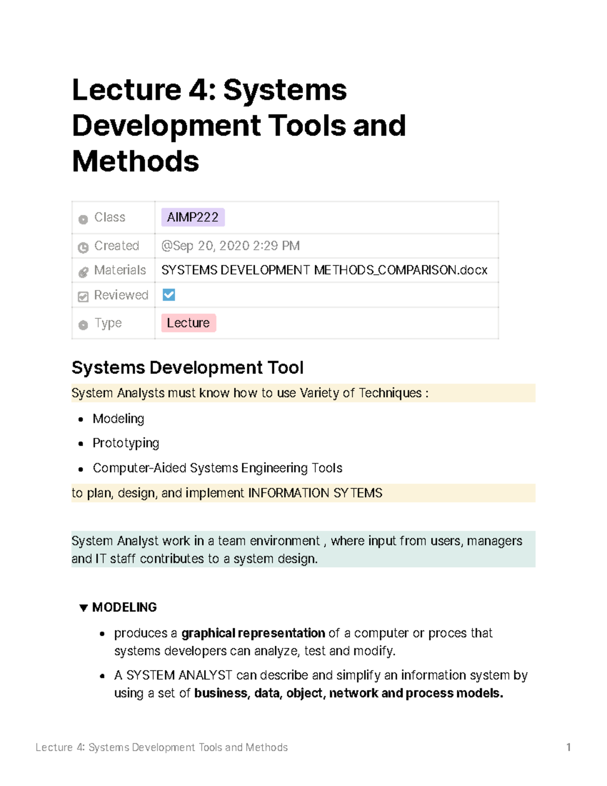 Lecture 4 Systems Development Tools and Methods - Lecture 4: Systems ...