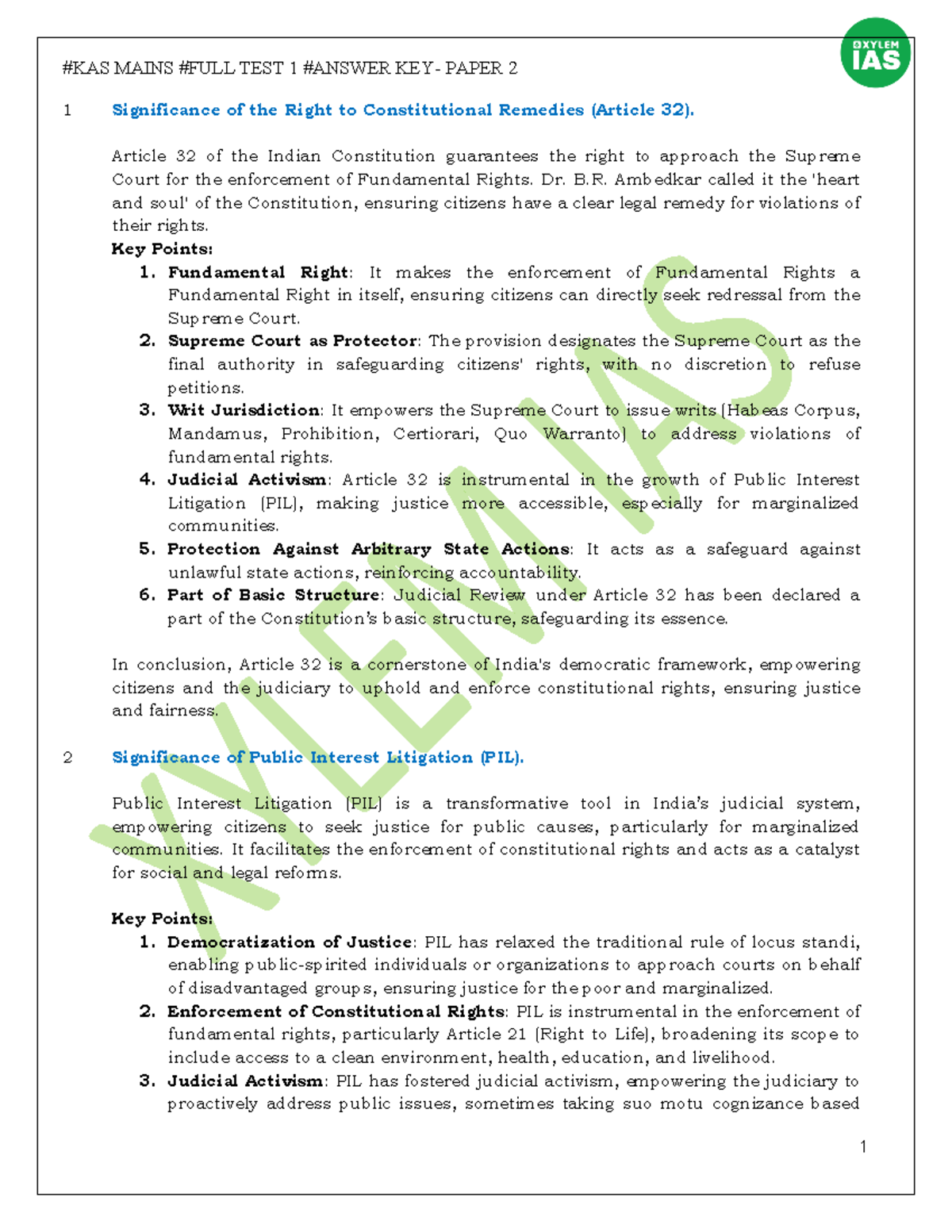 MAINS TEST 1 PAPER 2: Key Insights on Women's Constitutional Rights ...