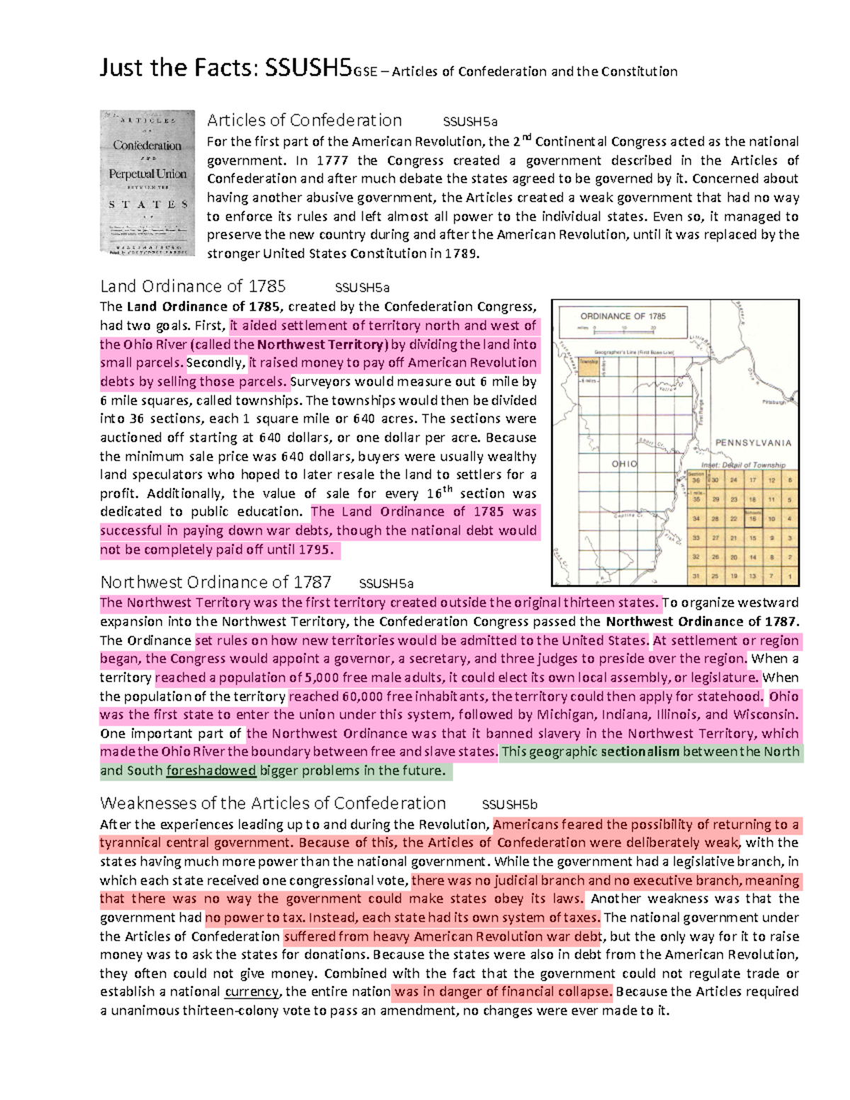 SSUSH5 CLASS NOTES: Articles of Confederation & Constitution Overview ...