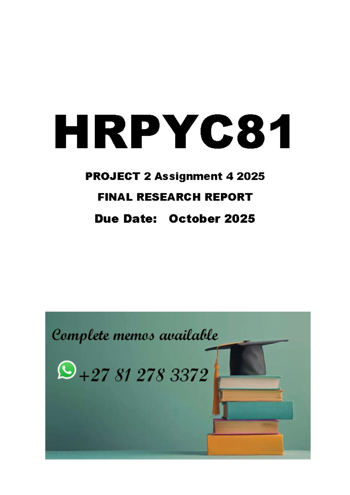 HRPYC81 Project 2 Assignment 4: Final Research Report on Dating Apps and - Studocu