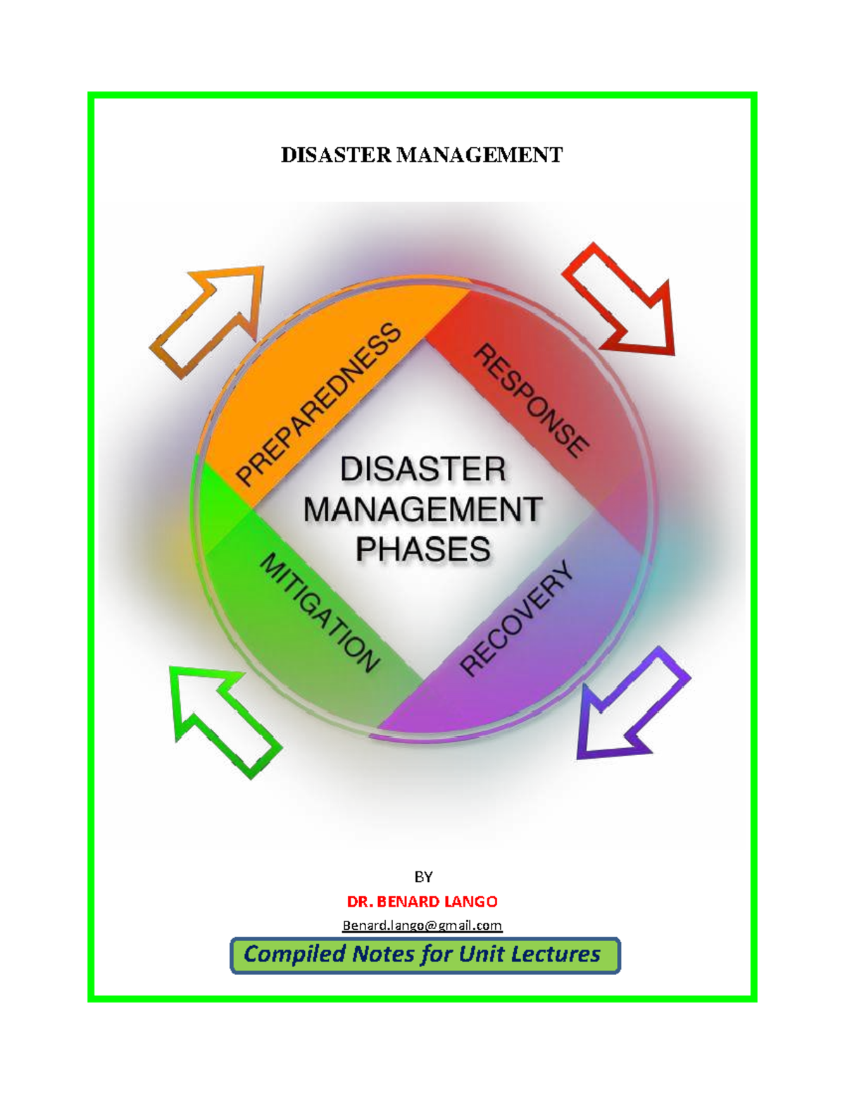 Disaster Management Lecture Notes (DM 101) by Dr. Benard Lango - Studocu