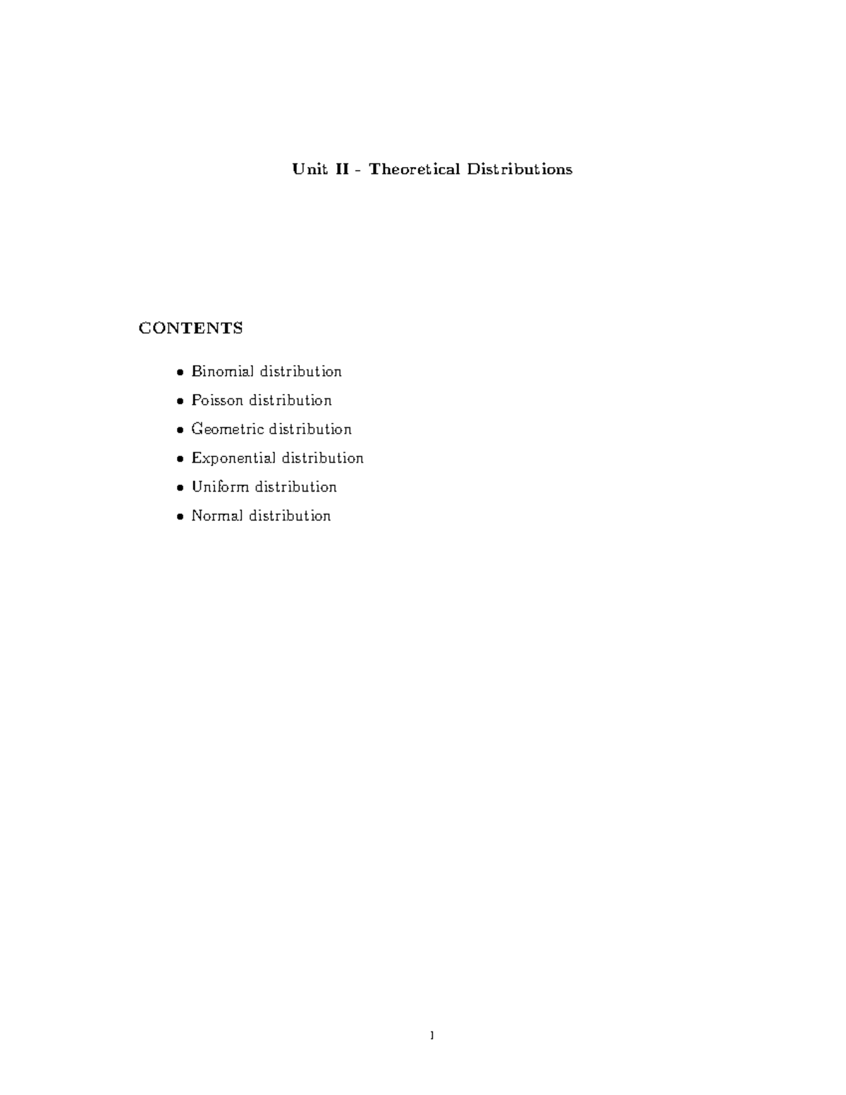 Unit II - 21MAB301T: Theoretical Distributions Overview - Studocu