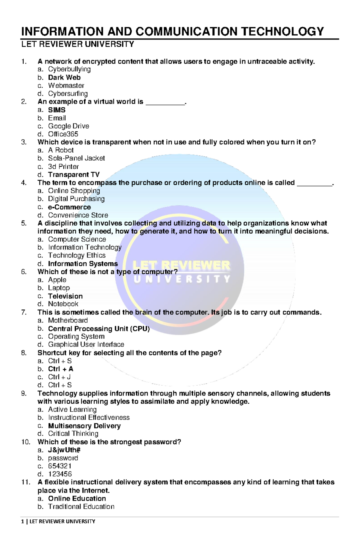 3. ICT - ED TECH Reviewer C - INFORMATION AND COMMUNICATION TECHNOLOGY ...