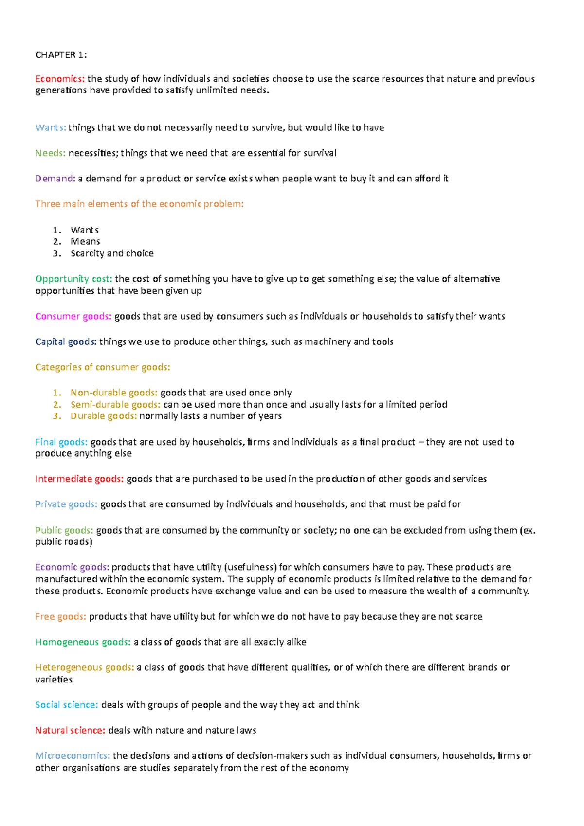 Chapter 2 economics - These are revision notes to help you study for ...