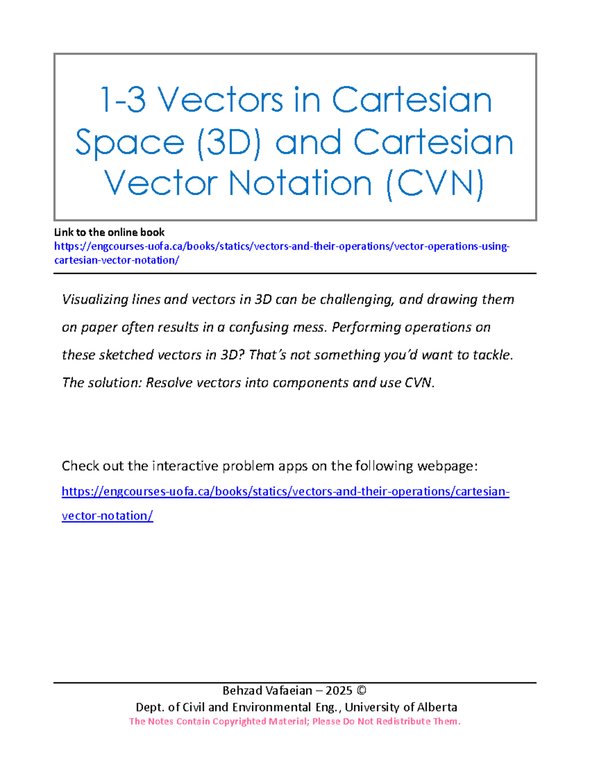 1-3 Cartesian Vectors in 3D & CVN: Understanding Vector Operations ...