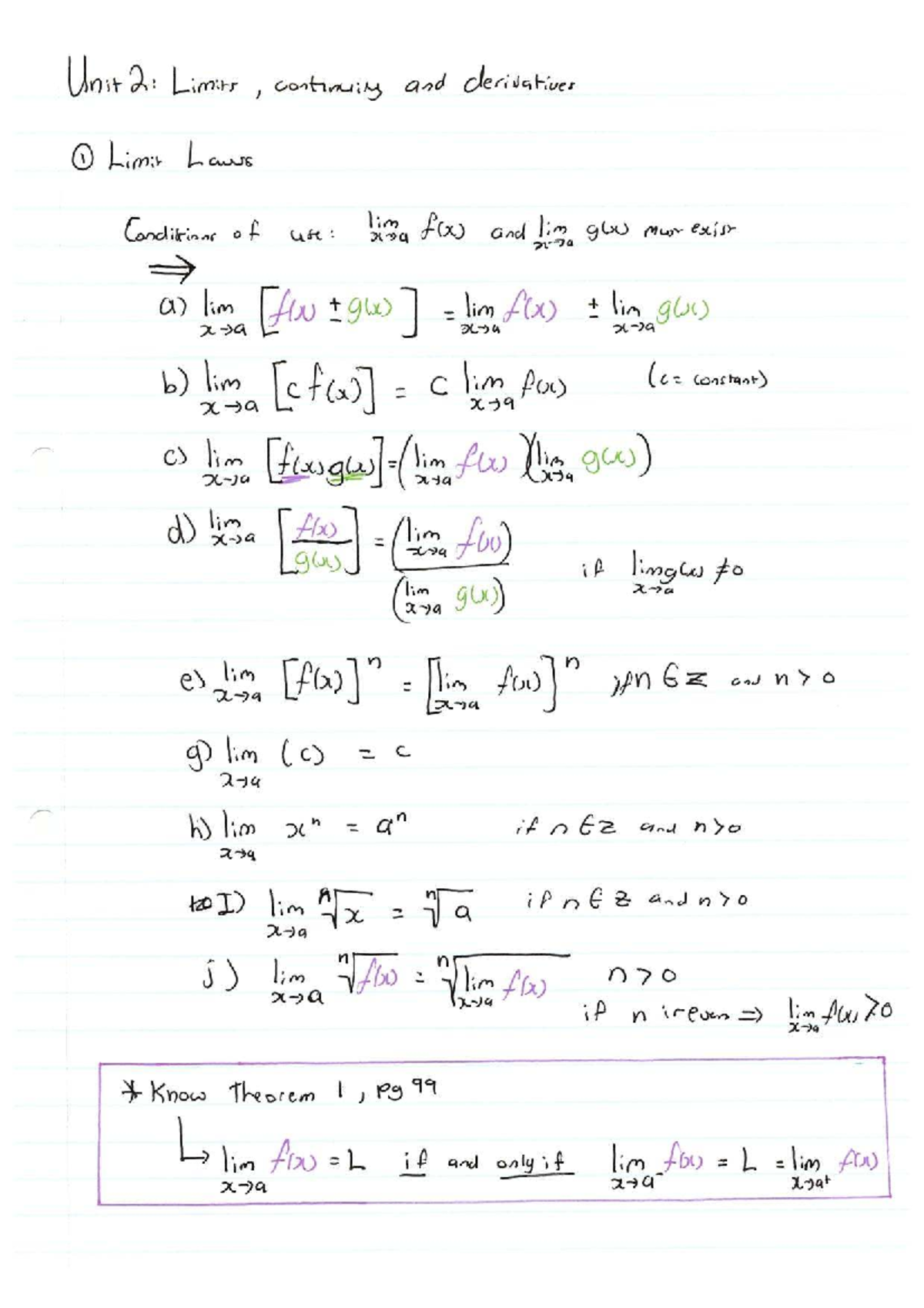 Theme 2 - Limits, continuity and derivatives - Unit 2: Limits ...