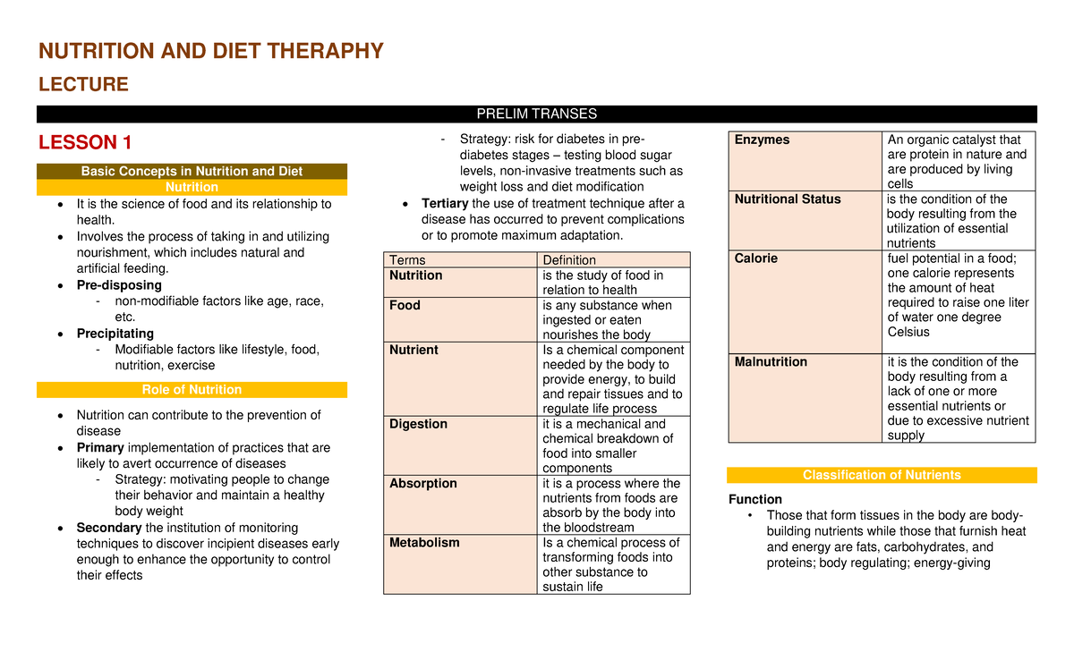 Nutritional Concepts and Guidelines - NUTR 101 Lecture Series - Studocu