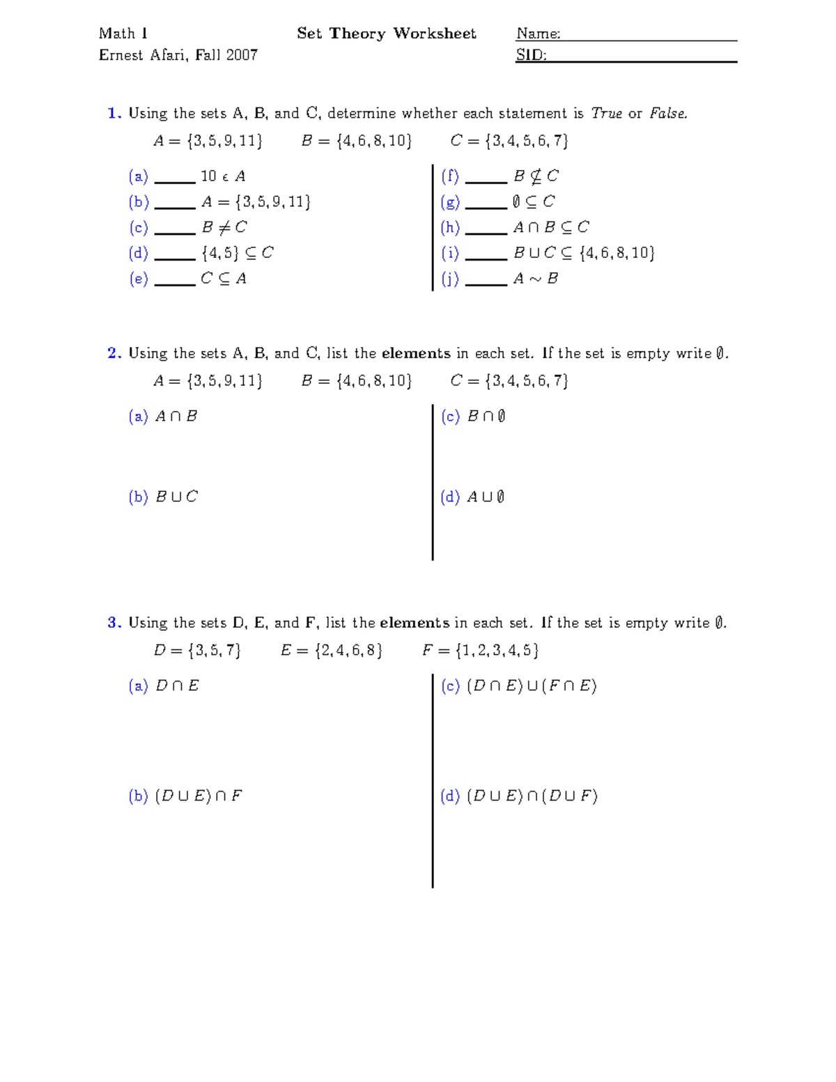 Set Theory Quiz - JRAHS Mathematics Diagnostic Assessment - Studocu