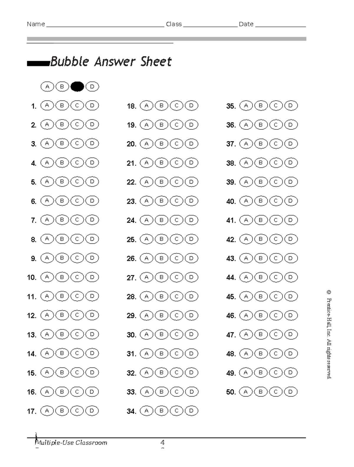 Bubble Answer Sheet - MATH 111 - Studocu