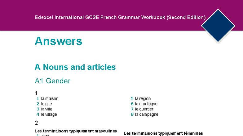 Edexcel International GCSE French Grammar Workbook (2nd Ed) Answers ...