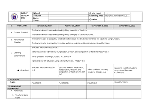 WEEK 3 - Daily Lesson Log for General Mathematics 11: Rational ...