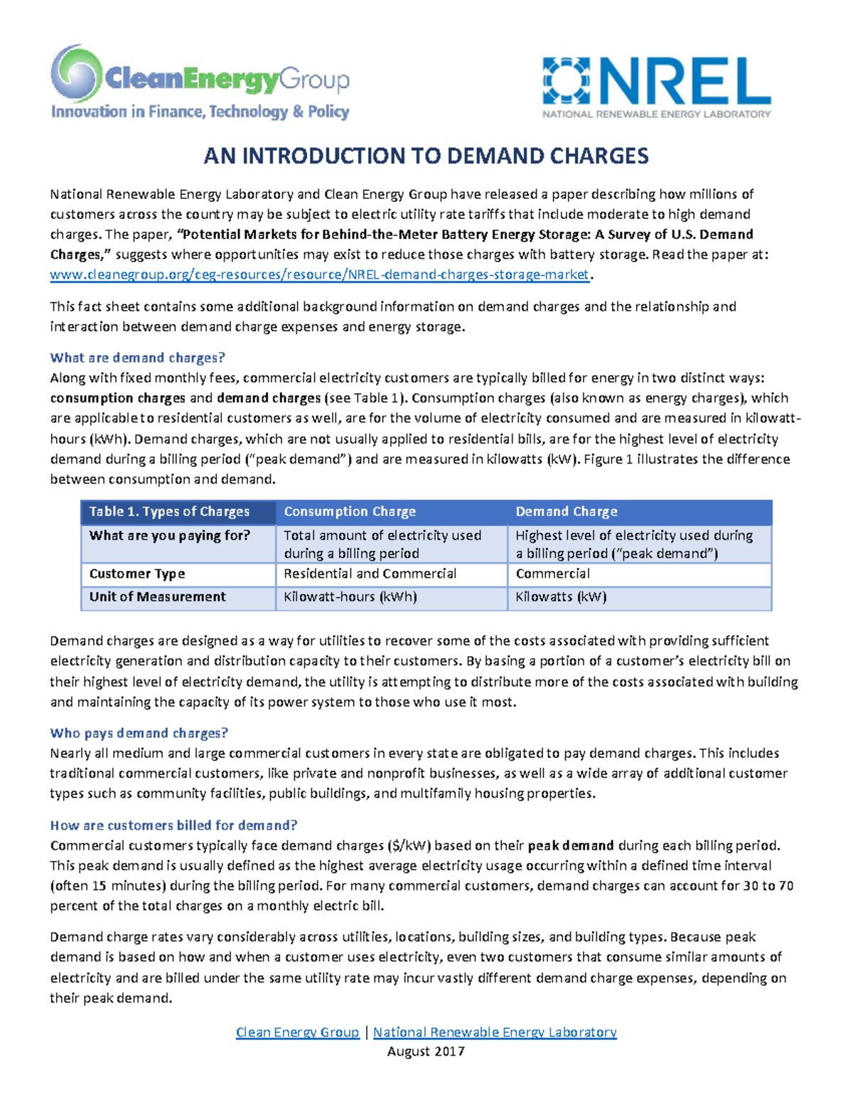 NREL Electrical Demand Charge Overview and Implications - Studocu