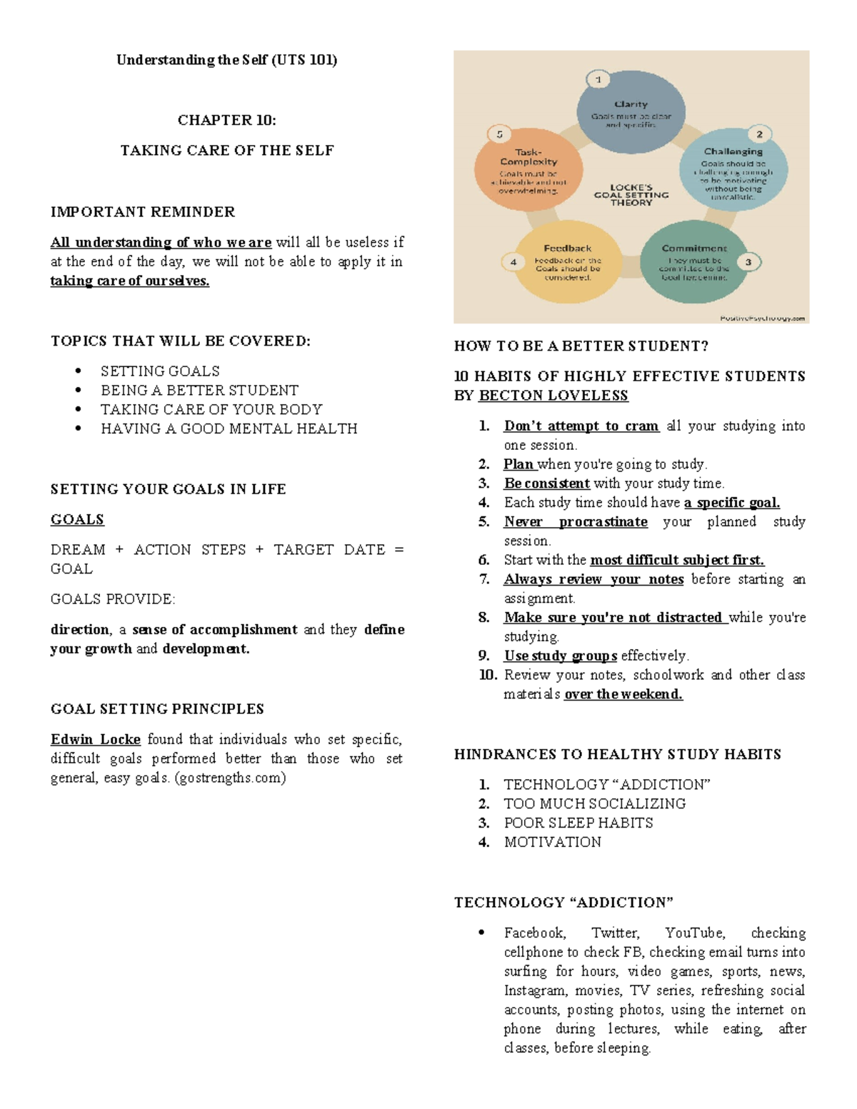 1 Stfinals UTS C10 (Taking Care of the Self) - Understanding the Self ...