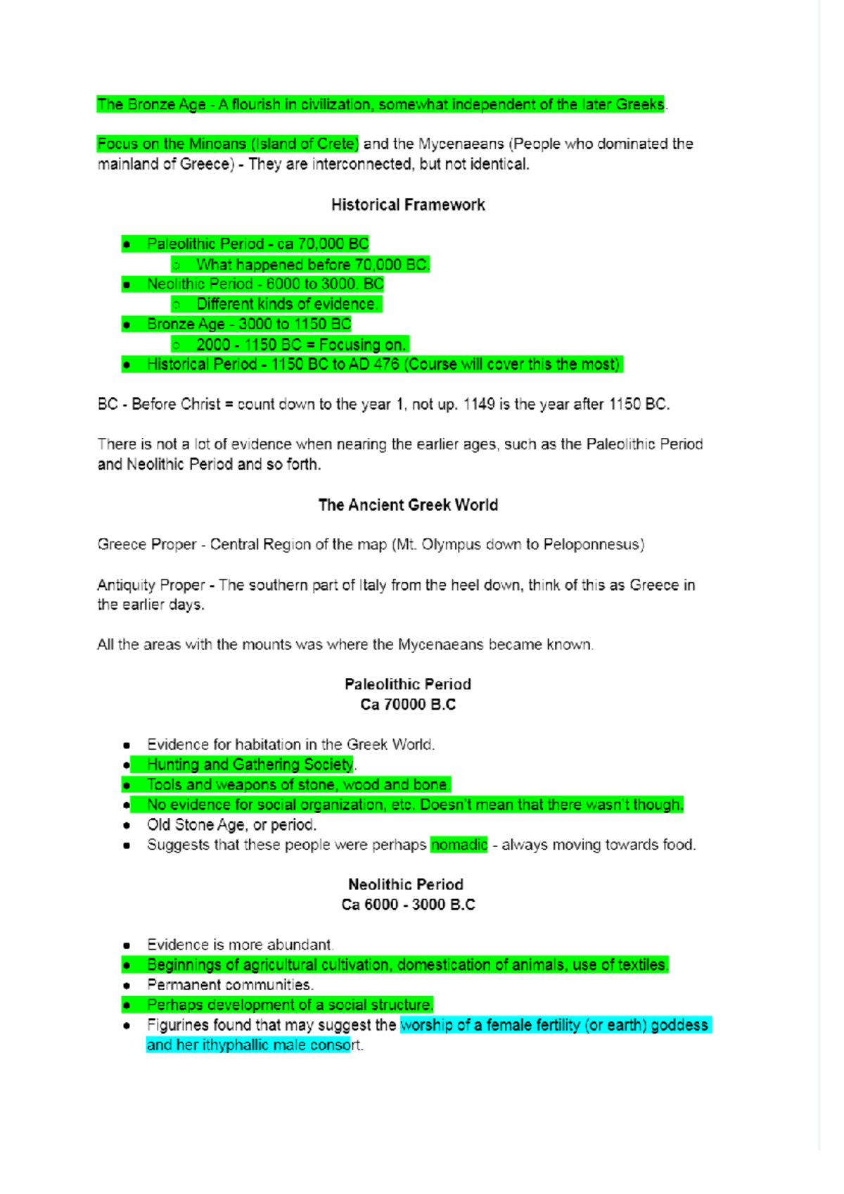 The Bronze Age The Minoans and Mycenaeans - 1000 - Studocu