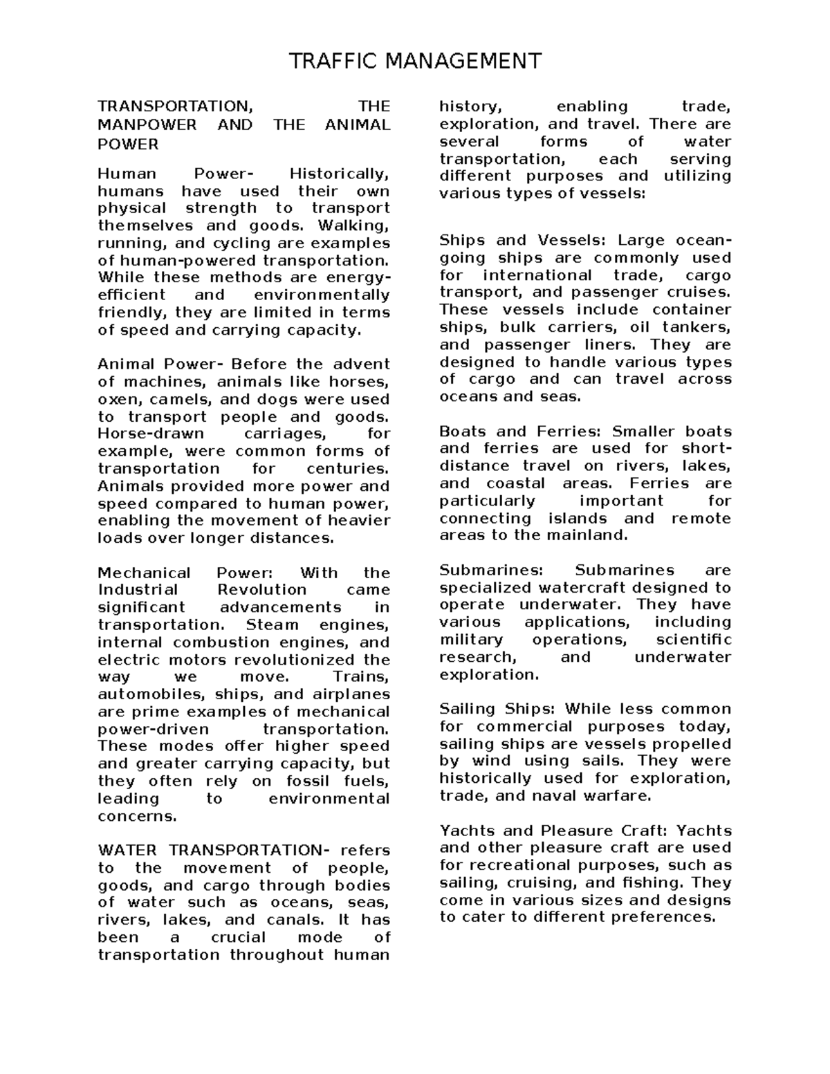 Transportation Overview: Historical Methods & Modern Impacts (N/A ...