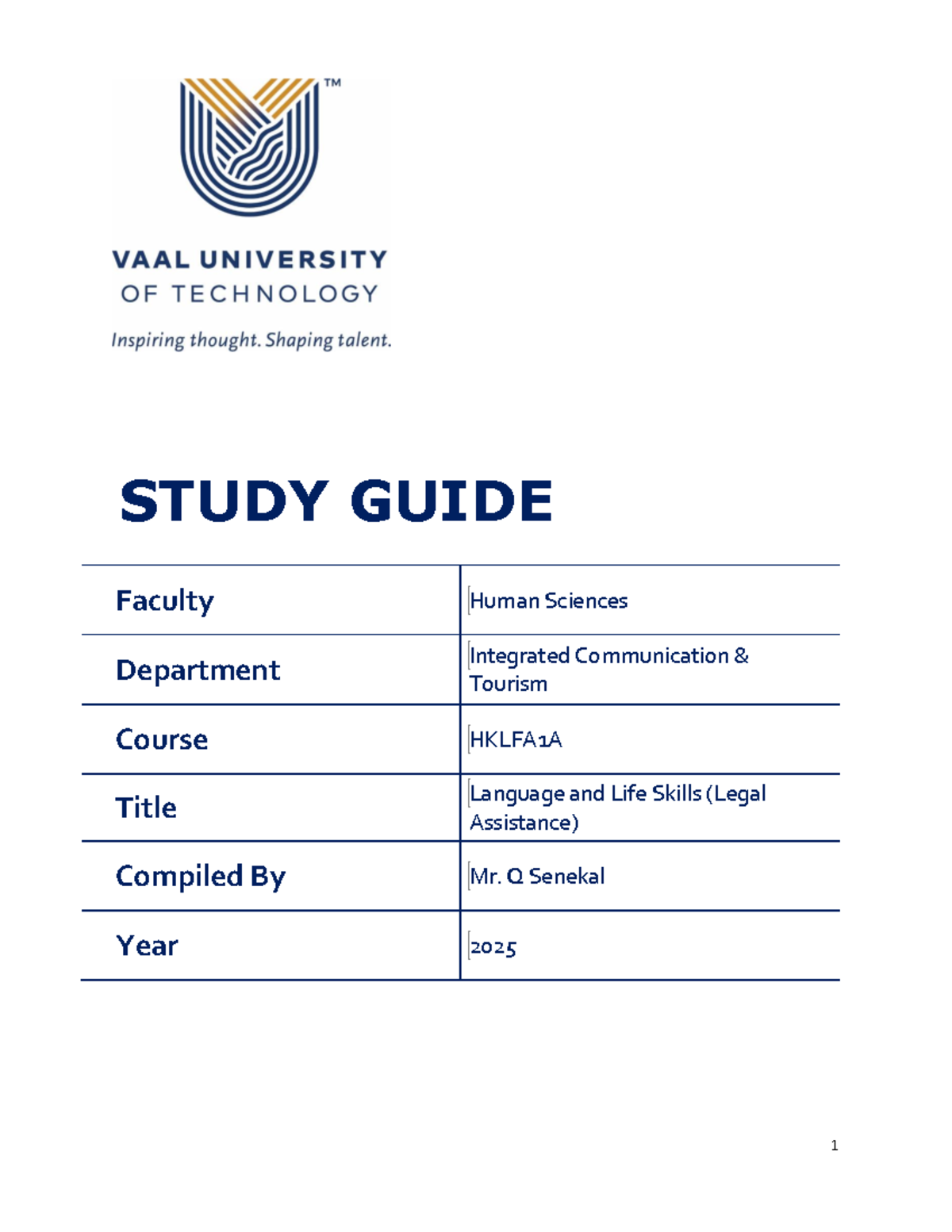 **HKLFA1A Language and Life Skills Study Guide: Policies ...