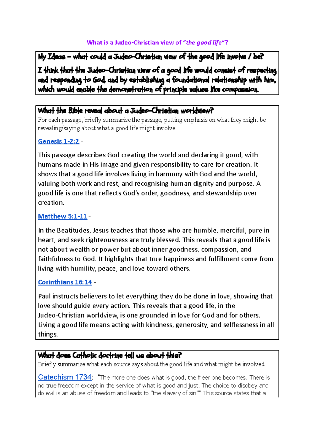 Religion: Understanding the Good Life Through Biblical and Catholic ...