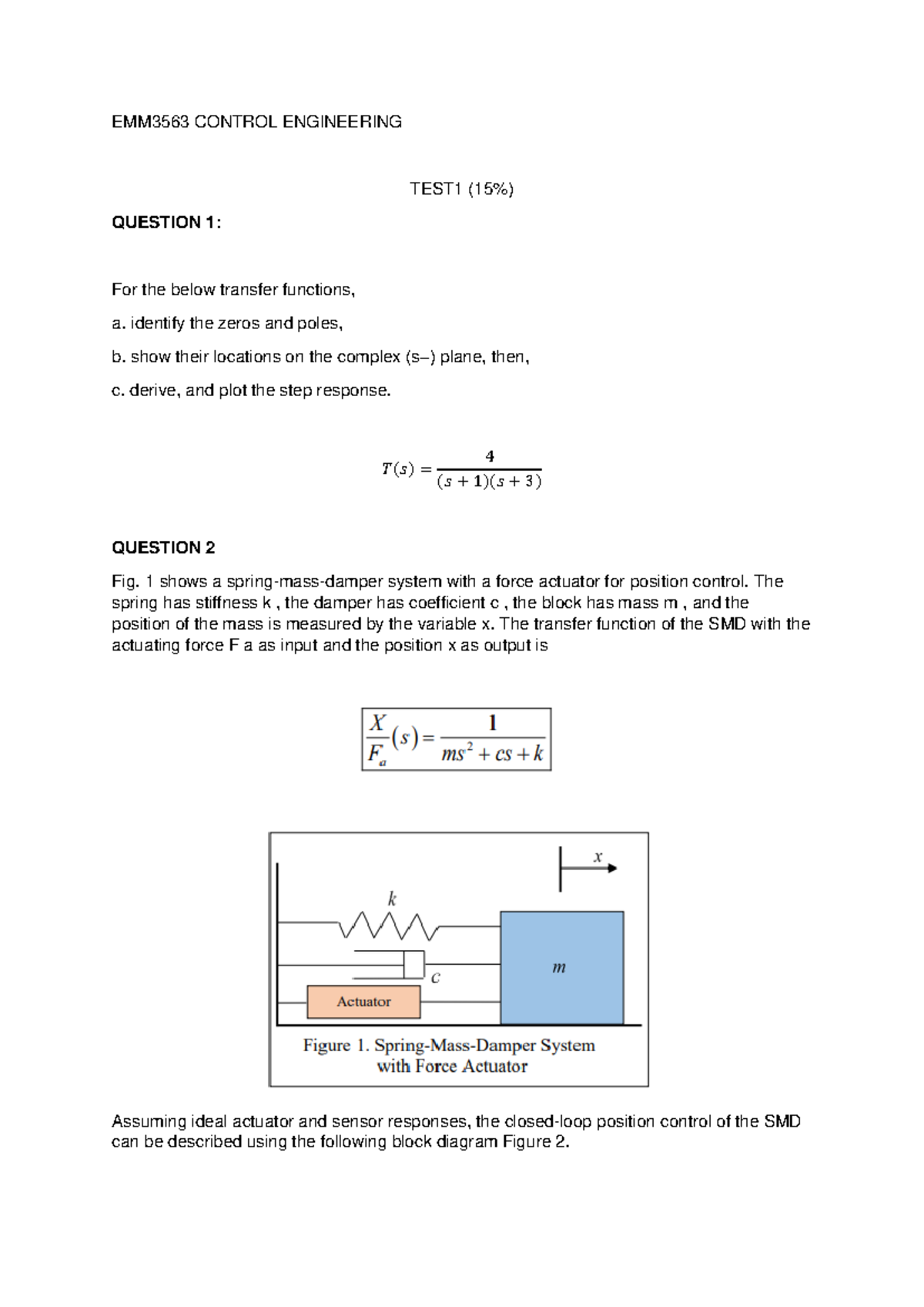 TEST 1 EMM3563 Control Engineering - EMM3563 CONTROL ENGINEERING TEST1 ...