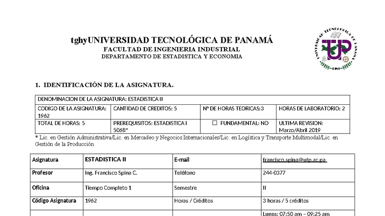 1962 Estadística II - Guía Actualizada Marzo-Abril 2019 - 92L-121 - Studocu