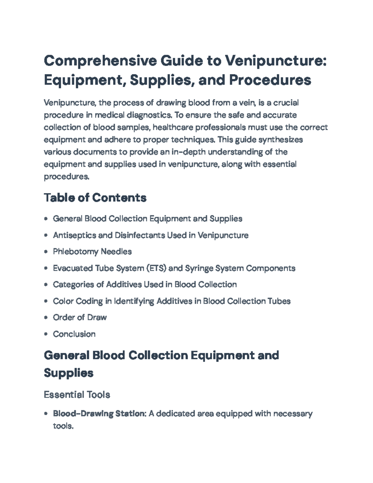 Comprehensive Guide to Venipuncture: Equipment and Procedures - Comprehensive Guide to ...