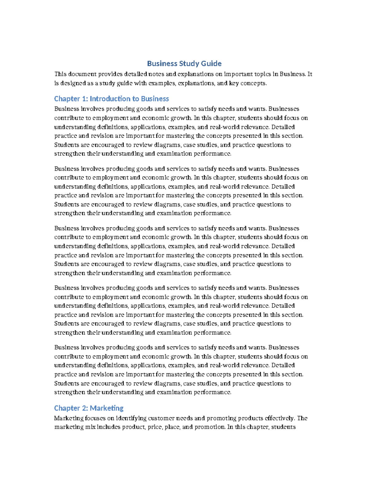 Business Study Guide: Key Concepts and Topics in Business - Studocu