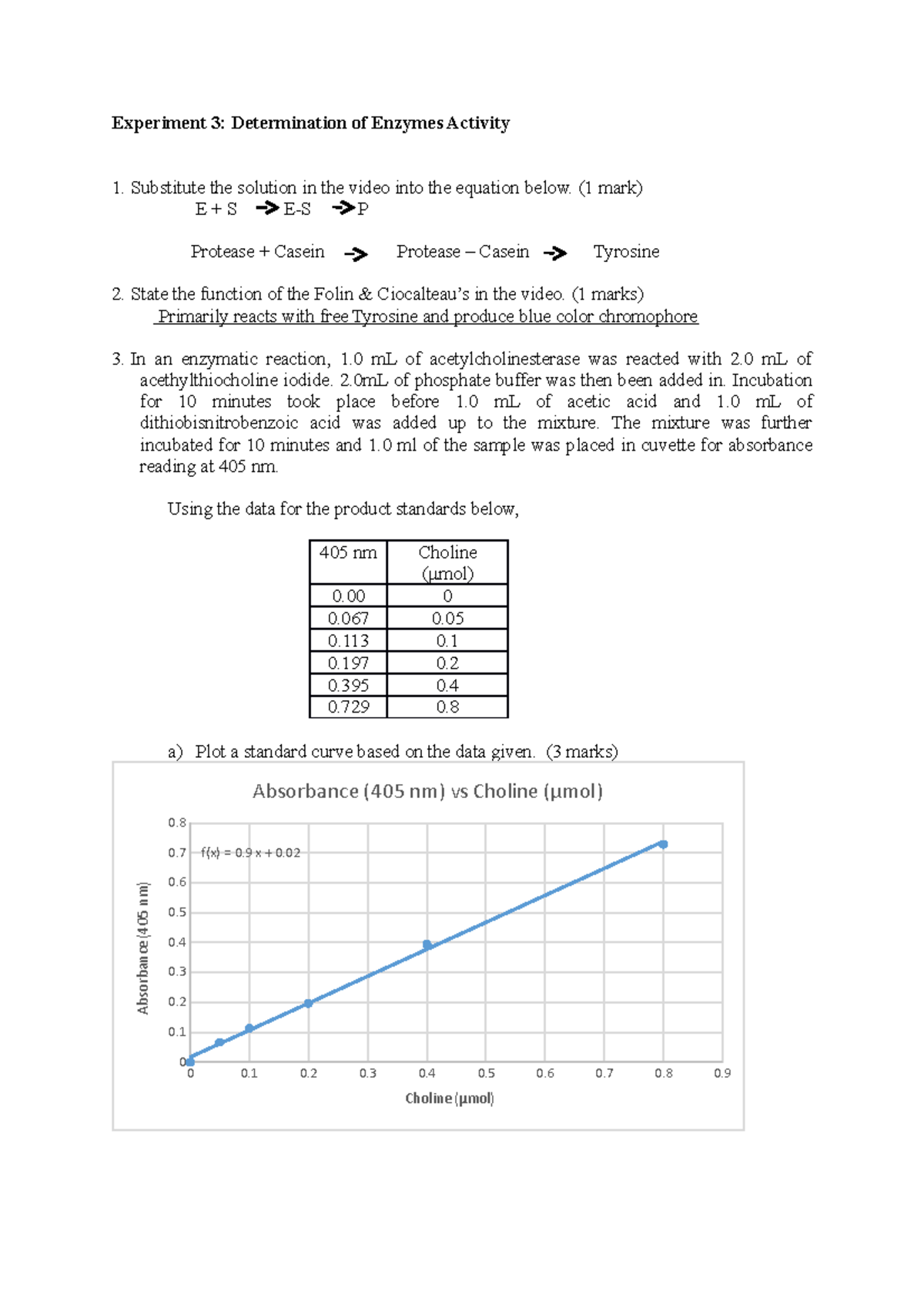 LAB 3 BIO 462 - Enzyme Activity Determination Report - Studocu
