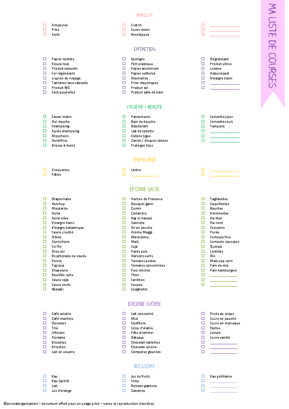 Liste de courses a4 - jijook - Ampoules Piles Colle Scotch Cures dents ...