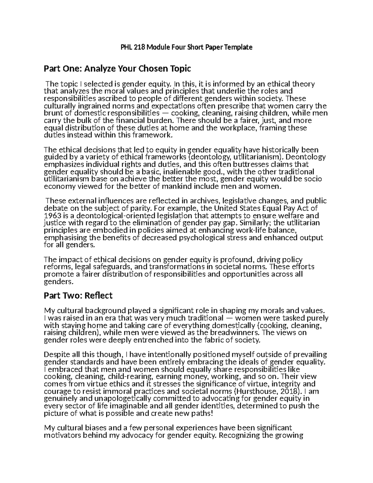 PHL 218 Module Four Short Paper Template.edited - PHL 218 Module Four ...