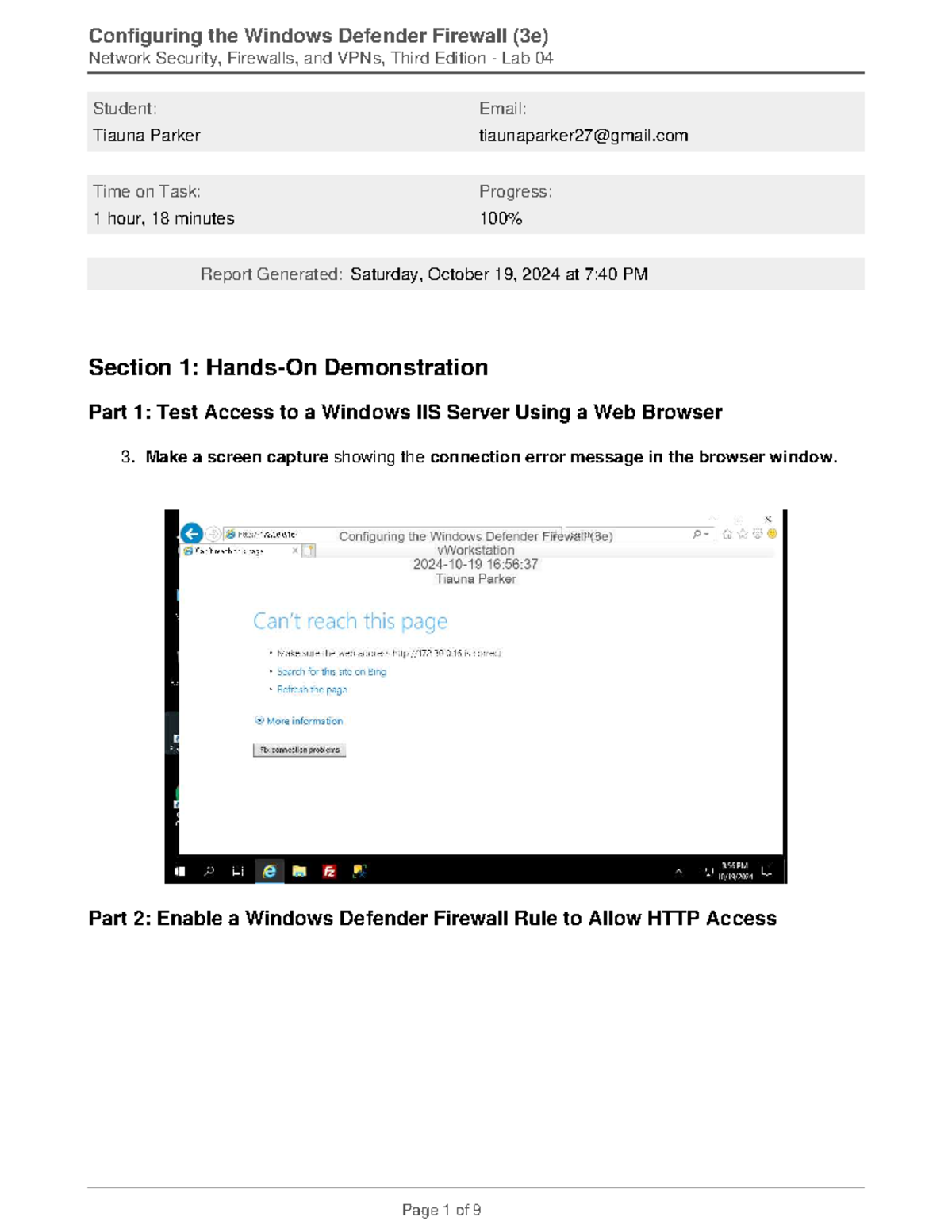 Lab 04: Configuring Windows Defender Firewall in Network Security (3e) - Studocu