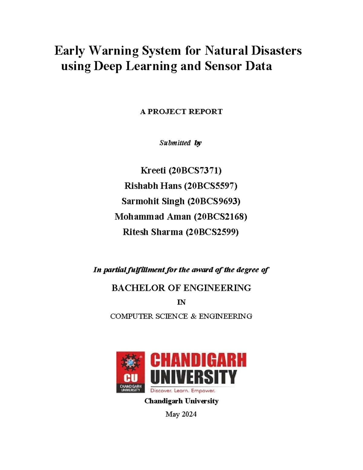 Final Project Report on EWS for Natural Disasters using DL & Sensor ...