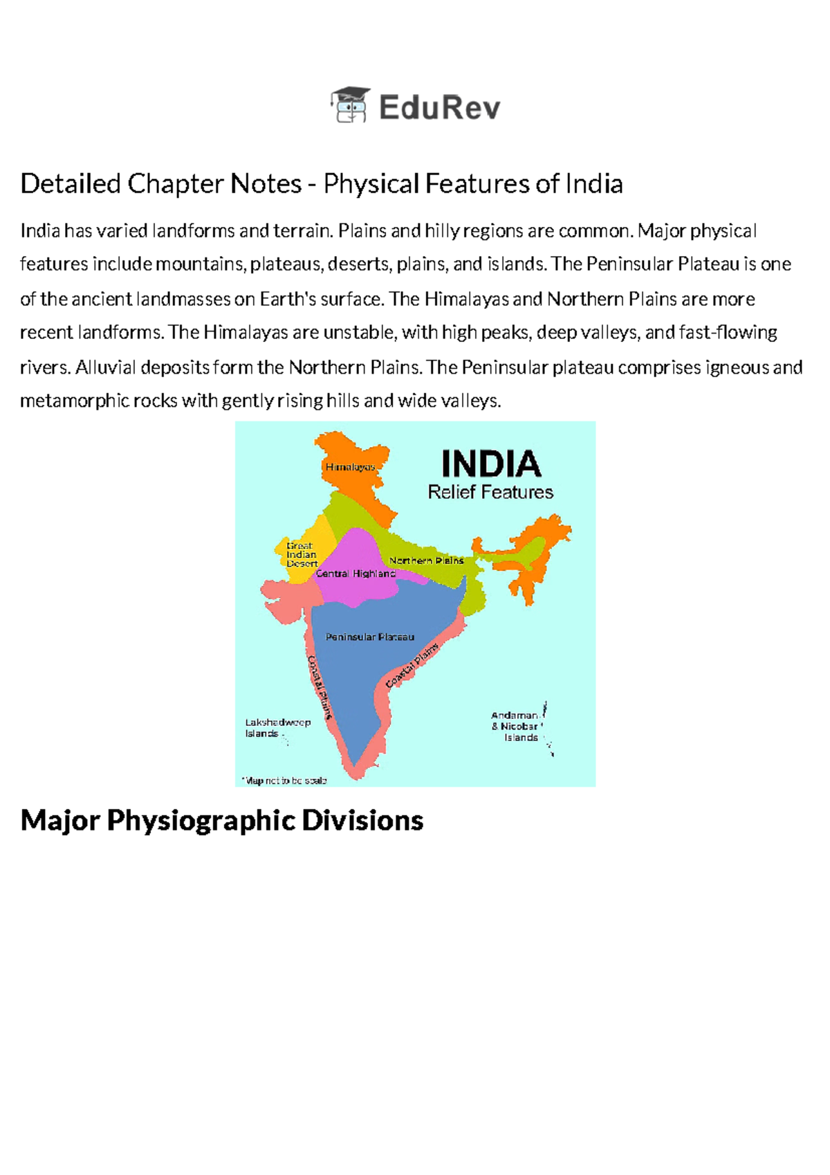 Class 9 Geography Chapter 2 Notes: Physical Features of India - Studocu